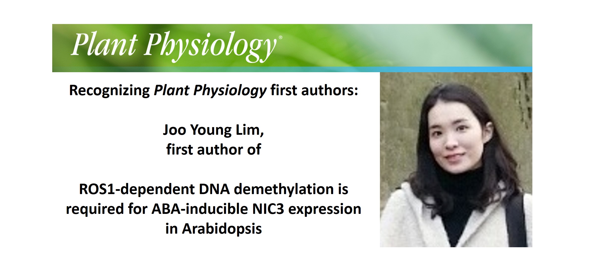 Recognizing Plant Physiology first authors: Joo Young Lim | Plantae